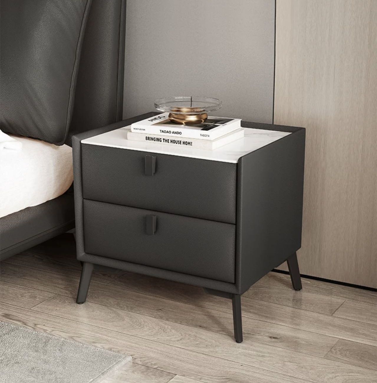 Nappa Luxurious Leather Nightstand – Genesis Furniture